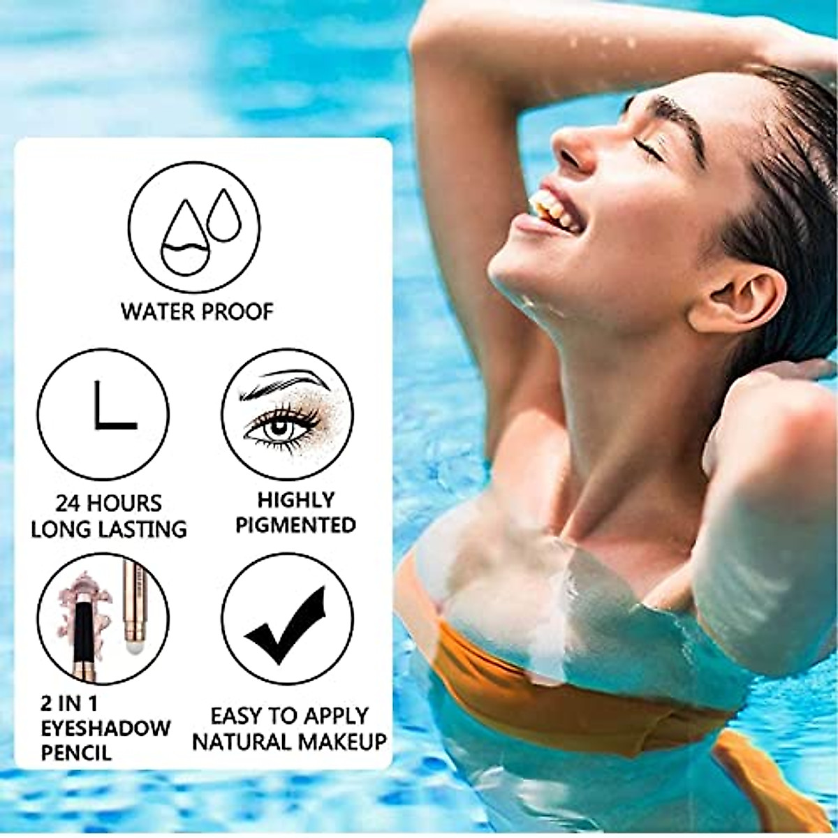 2 in 1 eyeshadow stick and Sponge Makeup Brush, Smooth Cream Shimmer Shadow Pencil Long Lasting Waterproof Eye Shadow Highlighter Stick Makeup, Hypoallergenic Highlighter Multi-Dimensional eyes Look