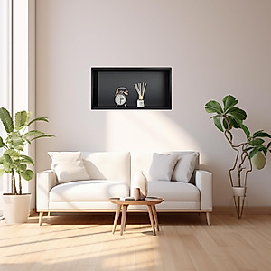 BWE Stainless Steel Shower Niche, 24" X 12" X 4" Large Volume Bathroom Wall Niche,No Tile Needed,Recessed Shower Shelf Organizer for Storage,One Inner Shelf,Matte Black