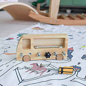 YGORTECH Montessori Wooden Screw Driver Board for Kids, Montessori Toys for 3 Year Old, Basic Skills Educational Sensory Learning Toy for Kids Toddlers Preschool.