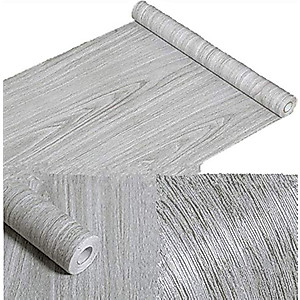 Amao Grey Wood Grain Paper Peel & Stick Wallpaper for Shelf Liner Counter Top Livingroom 17.7''x78.7''