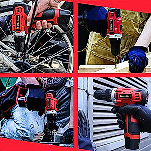 GardenJoy Cordless Power Drill Set: 12V Electric Drill with Battery and Charger, 2 Variable Speed, 24+1 Torque Setting, 3/8-Inch Keyless Chuck, Portable Drill and 30pcs Drill/Driver Bits