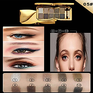 Glitter Eyeshadow Palette Makeup Set,10 Colors Shimmer Eyeshadow Palette Gold Eyeshadow Highly Pigmented Long Lasting Waterproof Sweatproof Professional Nude Eyeshadow Palette Make Up Palettes for Women Warm Natural Neutral Smokey Eye Eyeshadow Palette Va