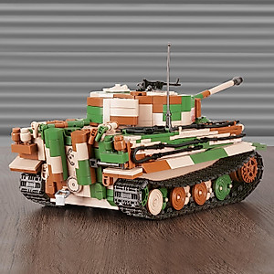 MISINI 100244 Technik Panzer Tank ，WWII-Militärpanzer Building Set，Tiger I Heavy Duty Tank，Military Construction Model Toy for Teen Gift Giving 2276pcs