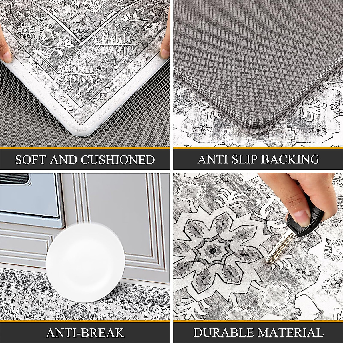 Pauwer Anti Fatigue Kitchen Mat Set of 2 Non Slip Kitchen Mats for Floor Cushioned Kitchen Rugs Comfort Standing Mat Farmhouse Waterproof PVC Foam Kitchen Floor Mat Runner