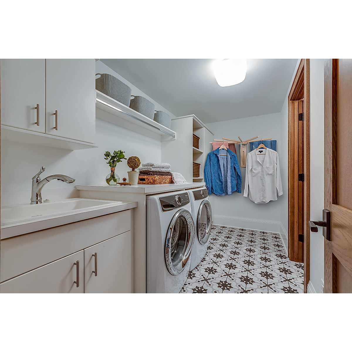 Pennsylvania Woodworks Wall Mounted Clothes Drying Rack - Heavy Duty, Collapsible Laundry Rack for Drying Clothes - Solid Maple Hardwood Foldable Drying Rack - Made in The USA (Large)