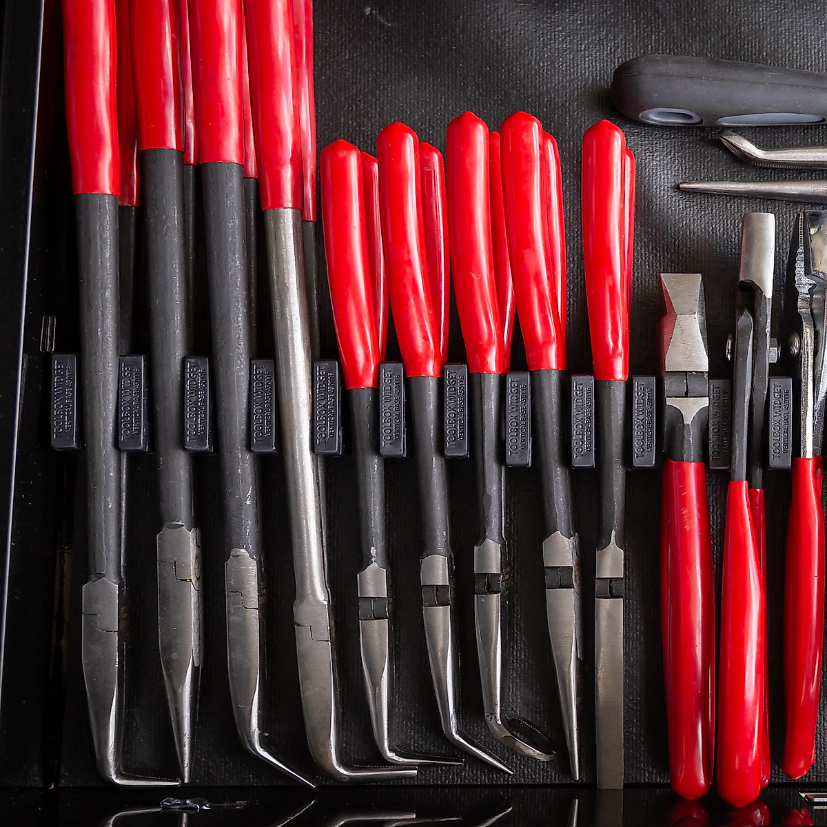 ToolBox Widget - Large Plier Organizer Rack for Tool Box Drawer,DIY Series, NON-MAGNETIC, Expandable and Modular, Holds 12 Large Pliers, Connects to Other DIY Tool Organizers - 2 pack