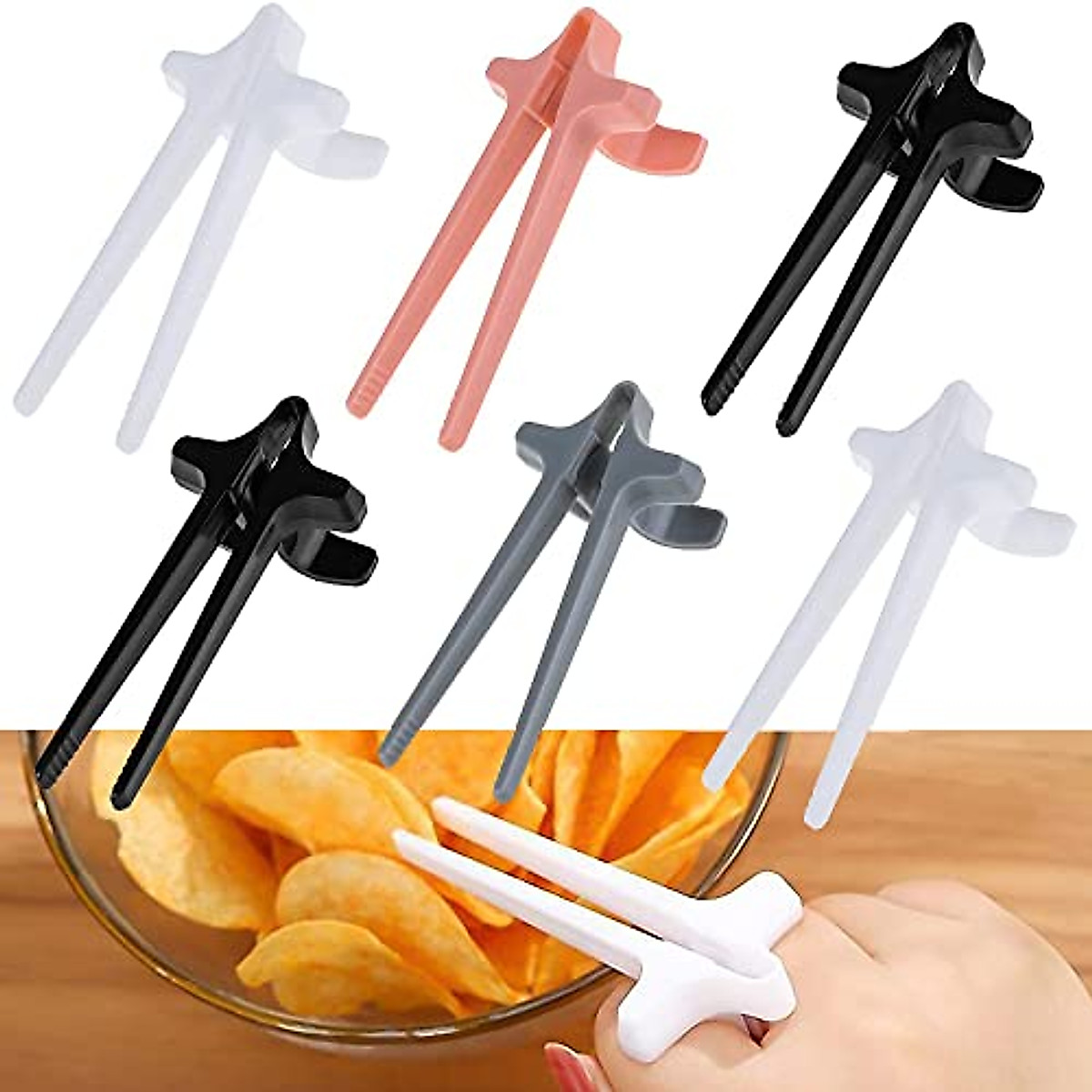 Finger Snack Chopsticks 6 pcs for Gamers Potato Chips Small Tongs Lazy Auxiliary Controllers PC Phones Accessories