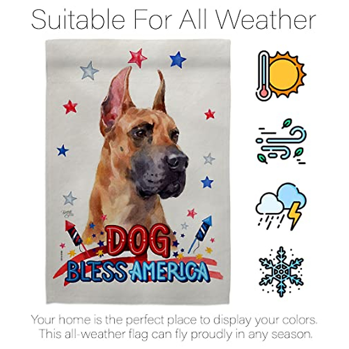Breeze Decor Patriotic Fawn Dane Garden Flag Set Wood Dowel Dog Puppy Spoiled Paw Canine Fur Pet Nature Farm Animal Creature House Banner Small Yard Gift Double-Sided, Made in USA