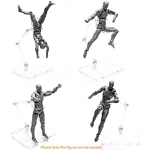 3 Pack Action Figure Stand, Transparent Assembly Action Figure Display Holder Base Model Support Stand Compatible with 6" HG/RG/SD Gundam 1/144 Toy with Screwdriver