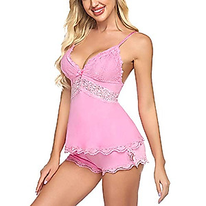Avidlove Women's Pajama Set Sleeveless Sleepwear Pjs Sets Ladies 2-Piece Nightwear Pink L