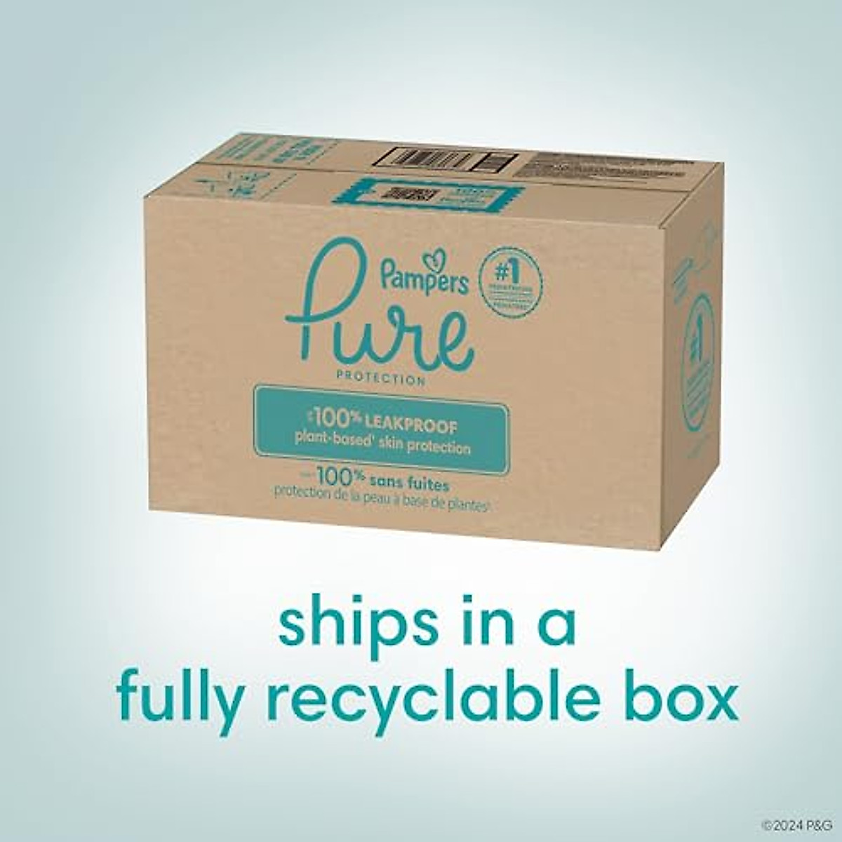 Pampers Baby Diapers - Pure Protection - Size 4, 150 Count, for up to 100% Leakproof, Premium Plant-based Skin Protection