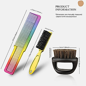 2 Pieces Barber Brush and Barber Comb Set, with Barber Blade Cleaning Brush Beard Brush Hair Cutting Comb, for Men Women Beauty Salons Home Use – Gold
