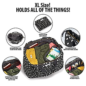 Foundry by Fit + Fresh, All The Things Tote Bag, Luggage, Travel Duffle Bag, Weekender Bags for women, and Beach Bag, B&W Dot extra large