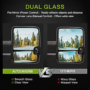 AUTOSAVER88 Towing Mirrors Compatible with 2014-2018 Chevy Silverado GMC Sierra 1500, 2015-2018 Silverado/Sierra 2500HD 3500HD Pickup, Tow Mirrors with Power Heated Turn Signal Light LH+RH Side Pair