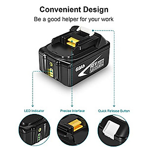 Amityke 6.0Ah Battery Replacement for Makita 18V Battery with One Charger (Including a Tool Bag)