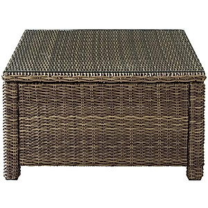 Crosley Furniture Bradenton All Weather Rattan Wicker Outdoor Sectional Coffee Table for Patio, Deck, Porch, Brown