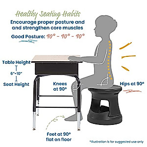 ECR4Kids Storage Wobble Stool, 15in Seat Height, Active Seating, Black