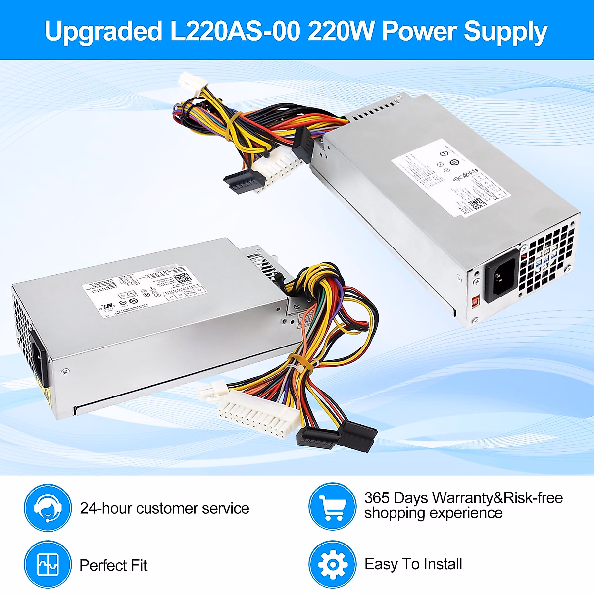 S-Union 220W Power Supply Compatible with Dell Inspiron 3647 660s Replacement for Acer X1420 X3400 eMachines Gateway Series Delta DPS-220UB A Liteon L220AS-00 L220NS-00 PS-5221-03DF R82HS 650WP P3JW1