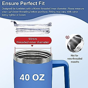 Pagreberya 40 oz Tumbler Lid Replacement - Compatible with 40 oz Stanley Cup - Leakproof Screw-In Design Lid for Threaded Mouth Cup - Measure First for Other Brands (40 oz, 2 Pack)