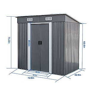 BAHOM Metal Outdoor Storage Shed 6X3.5 FT, Tool Shed Storage House with Sliding Door, Garden Tools Organizer with Vent, for Bike, Garbage Station, Utility, Lawn Backyard, Patio, Two Packages