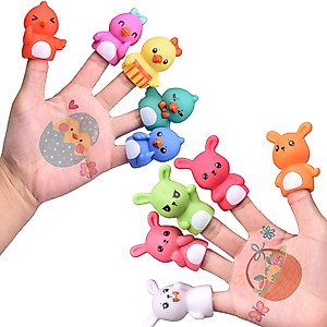 FUN LITTLE TOYS 10 PCS Bunny Chick Finger Puppet for Easter Basket Stuffers, Include 5 Bunnies & 5 Chicks
