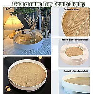 Round Bathroom Tray 2 Pack, Countertop Organizer Trays 12" and 9" Vanity Counter Tray Round Cosmetic Holder Decorative Tray Dresser Tray for Candle, Lotion Bottle, Cosmetics