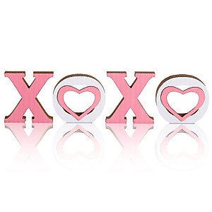 Valentines Day Wood XOXO Decor Wedding Romantic Blocks Supplies Party Home Wall Shelf Table Desk Mantle Mothers Love