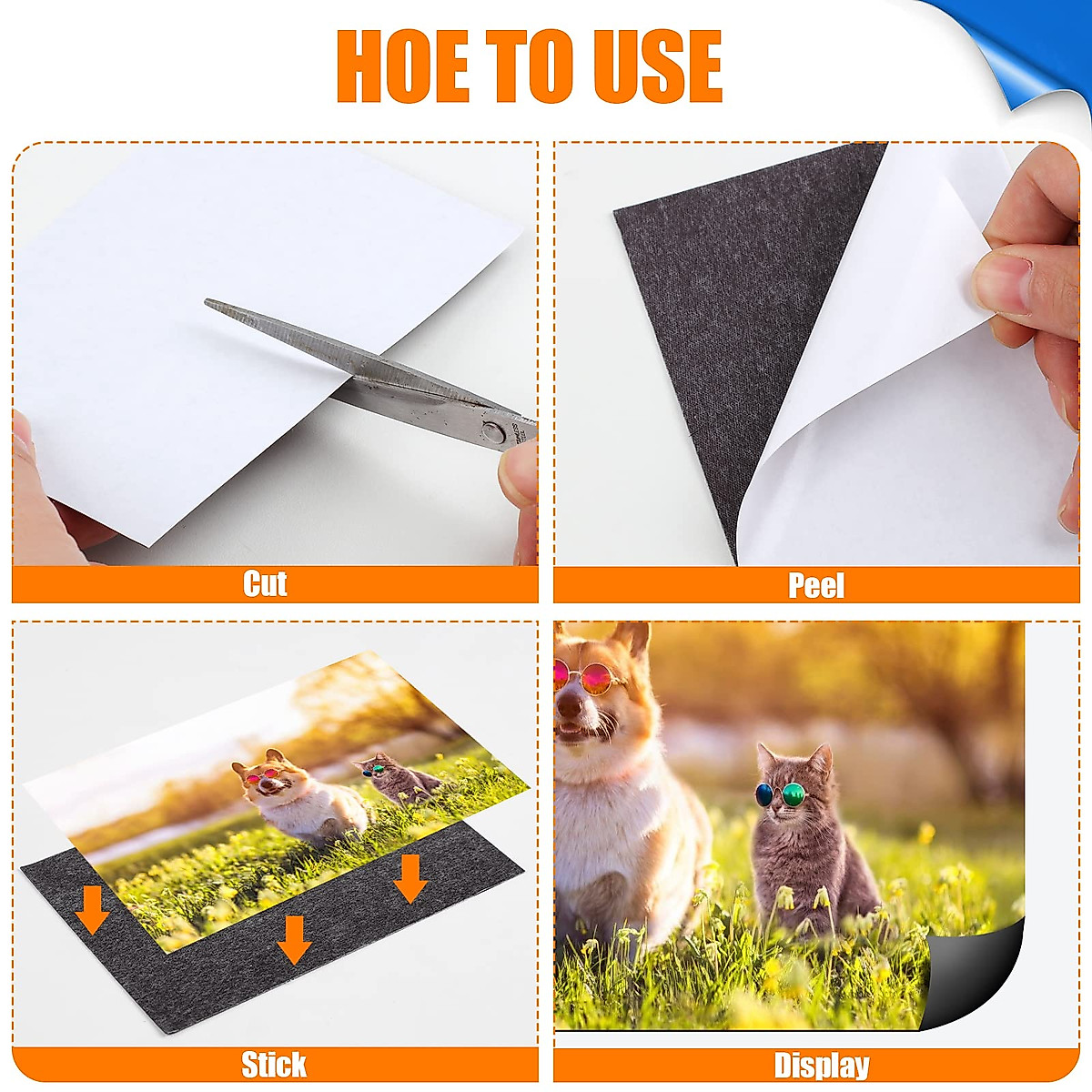 15 Pack Magnetic Sheet with Adhesive, 3.7" x 5.7" Adhesive Magnetic Sheets, Cuttable Flexible Magnetic Sheet, Displate Replacement Magnets Backing