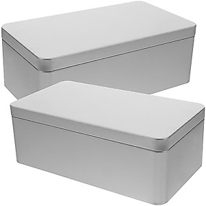Luxshiny 2Pcs Tin Storage Boxes Lids Tea Leaf Candy Crafts Portable Tinplate Containers Home Organizer Decorative Storage Boxes with Lids