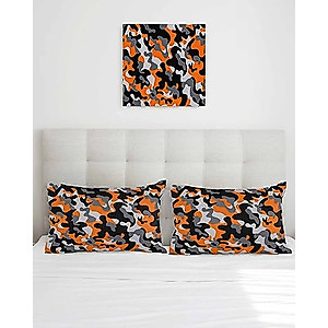 LUSWEET Cotton Throw Pillow Covers Reversible Set of 2, Camo Soft Couch Pillow Covers for Sofa Bedroom Living Room 12 x 20 Inch Decorative Cushion Case Home Decor