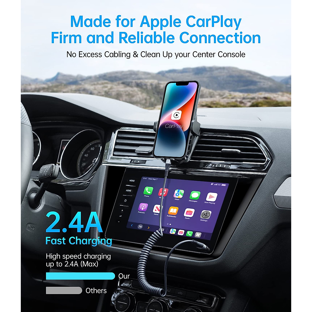 iPhone Charger Cable for Car (3FT/5FT), 2Pack Coiled Lightning Cable, [Apple MFi Certified] Retractable Charging Cord Compatible with iPhone 14/13/12/11 Pro Max/XS MAX/XR/XS/8/iPad/iPod/CarPlay