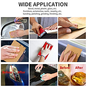 LANNEY Sand Paper, 120 to 2500 Fine Grit Sandpaper Assortment Pack with Sanding Block Sander, Wet Dry Waterproof Abrasive Sandpaper Sheets for Automotive Wood Metal Polishing Finishing, 9х3.6 Inch