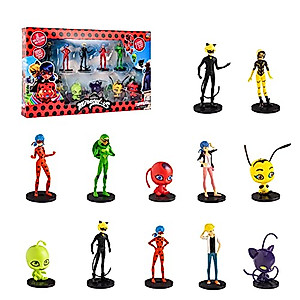 P.M.I. Miraculous Ladybug Designs Topeez | 12 Miraculous Ladybug Topeez Out of 16 Designs in 1 Pack | 6 Topeez and 2 Rare Hidden Mystery Topeez (Assortment A)