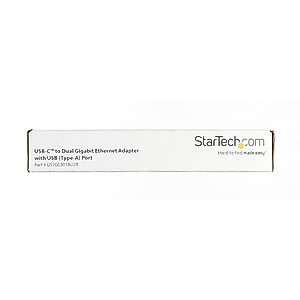 StarTech.com USB-C to Dual Gigabit Ethernet Adapter with USB 3.0 (Type-A) Port - USB Type-C Gigabit Network Adapter (US1GC301AU2R)