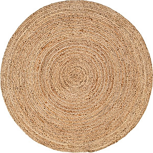 Unique Loom Braided Jute Collection Area Rug - Dhaka (5' 1" Round, Natural)