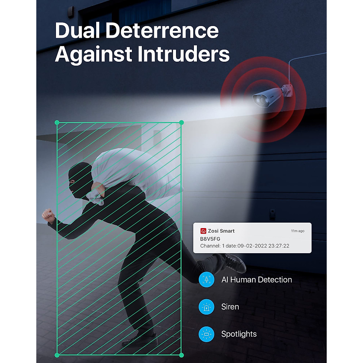 ZOSI 16CH 4K Spotlight Home PoE Security Camera System,H.265+ 16Channel 8MP NVR with 4TB HDD,10pcs 5MP Outdoor PoE IP Cameras,2 Way Audio,Night Vision,Person/Vehicle Detection,for 24-7 Recording