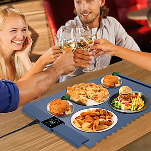 TMKEFFC Warming Mat for Food,26"x15.3" Food Warming Mat,Food Heating Mat with Child Lock,℉ Display,Warming Tray for Buffets Party,5 Level Adjustable Temperature,Anti Scald Gloves,Everyday Use