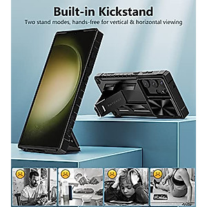 FNTCASE for Samsung Galaxy S23-Ultra Case: S22 Ultra Military Grade Shockproof Protection Mobile Case with Kickstand & Matte Textured Rugged TPU Shell | Drop Proof Protective Phone Cover