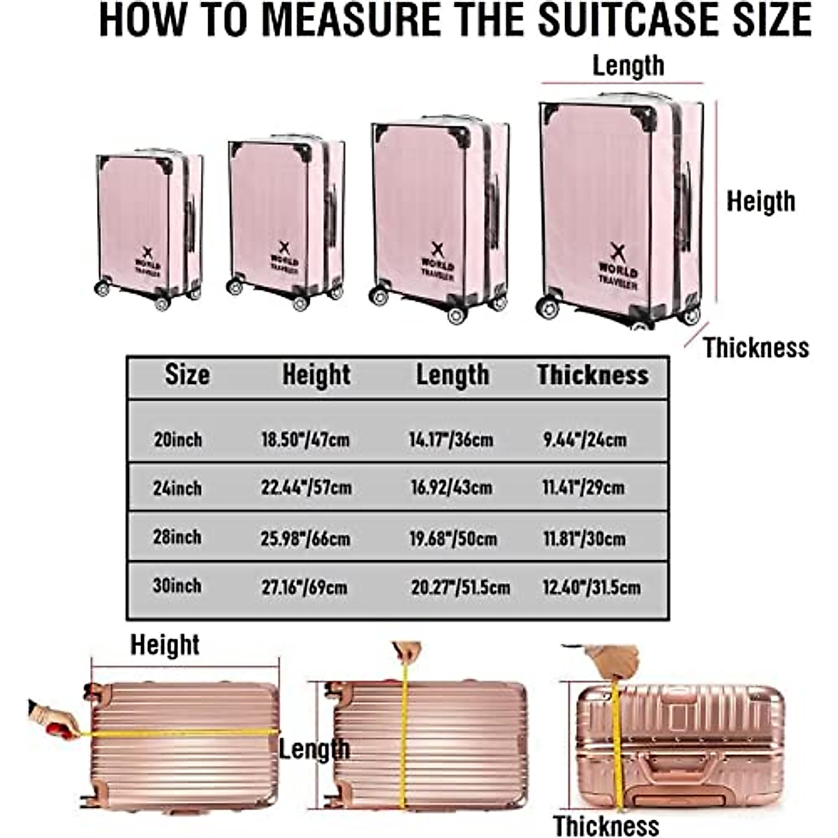 RF REENFAYA Suitcase Cover Luggage Protector Covers Clear Luggage Cover PVC Suitcase Luggage Cover Waterproof Luggage Case Thicken Suitcase Protector Cover (30inch)