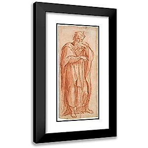 ArtDirect Cesare Nebbia 13x24 Black Modern Frame and Double Matted Museum Art Print Titled - Eleazar, Study for in Fresco in the Sixtine Chapel, Santa Maria Maggiore, Rome (1586)