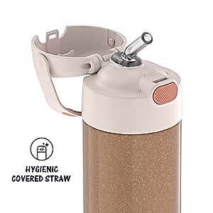 THERMOS FUNTAINER Water Bottle with Straw - 12 Ounce, Rose Gold Glitter - Kids Stainless Steel Vacuum Insulated Water Bottle with Lid