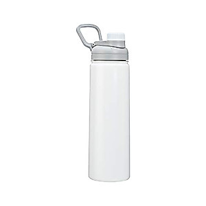 Amazon Basics Stainless Steel Insulated Water Bottle with Spout Lid – 20-Ounce, White