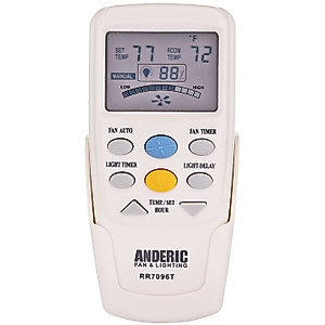 Anderic Replacement for Hampton Bay CHQ7096T with Fan Timer Key Thermostatic Remote Control for Hampton Bay Ceiling Fans (FCC ID: CHQ7096T, UC7096T, CHQ8BF7096T, CHQ8BT7096T) - Ivory - RR7096T