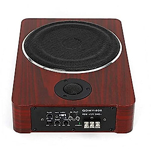 Leweiiq Car Under-Seat Active Subwoofer Power Amplifier Bass HiFi Slim Speaker, 8'' 600W Low Profile Under-Seat Active Powered Car Subwoofer for Car Boat RV ATV (Wood)
