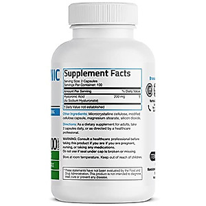 Bronson Hyaluronic Acid 200 MG High Potency Joint Health & Healthy Skin Support, Non-GMO, 200 Vegetarian Capsules