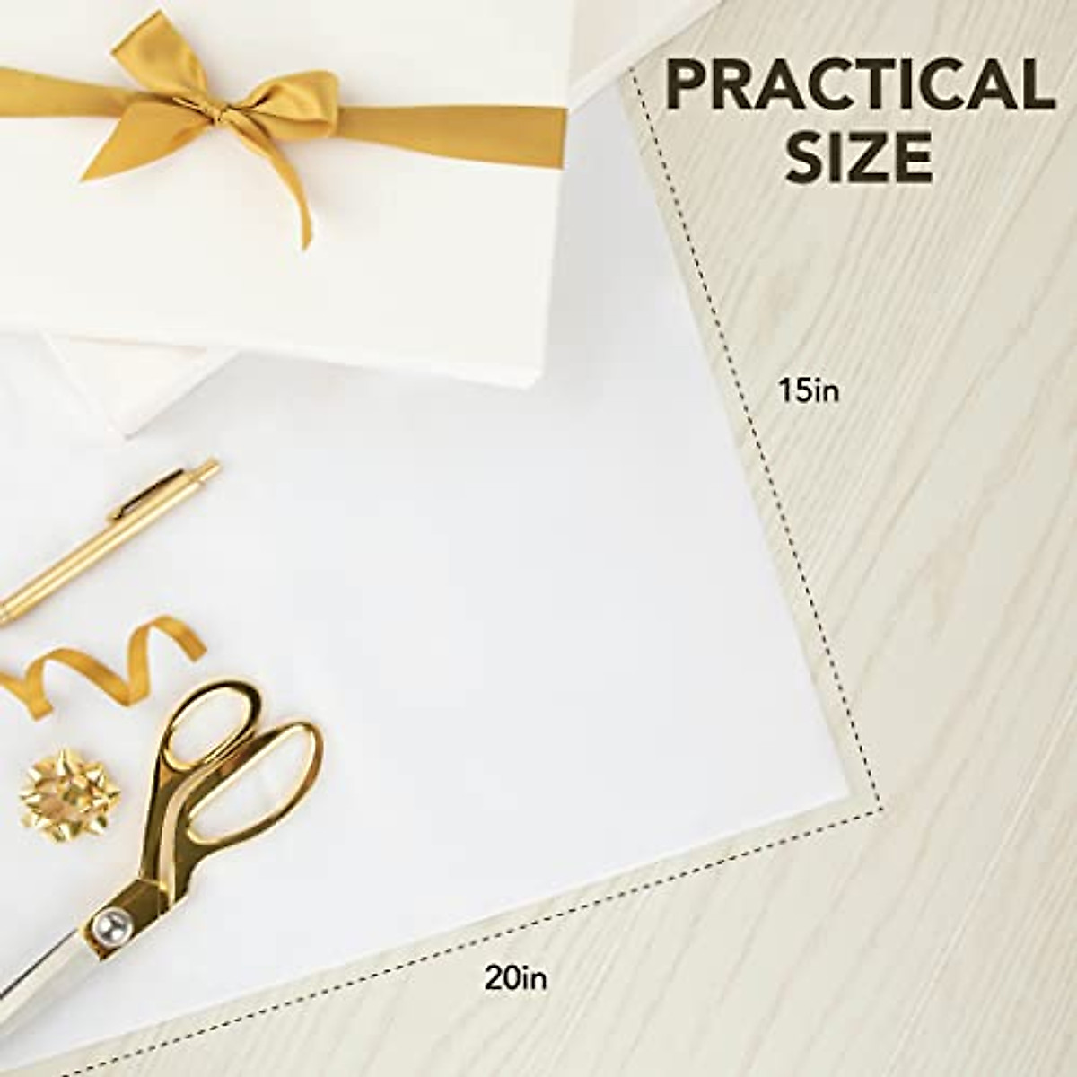 Plum Designs White Tissue Paper for Gift Bags, Bulk Tissue Paper for Packaging- Includes 150 Sheets Premium White Tissue Paper Bulk Pack, Wrapping Tissue Paper - 20 x 20 Inches