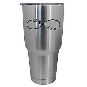 Cup drinkware Tumbler Sticker - Paw Print Infinity Love Dog Animal Lover Pets - Cool Sticker Decal