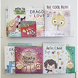 Acrylic Floating Wall Shelves 2 Pack Kids Bookshelf 24 Inch, Wall Mounted Invisible Ledge Shelf, Spice Rack, 4MM Thick Clear Bathroom Storage Shelves Display Organizer Toy Picture with 6 Screws