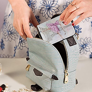 susiyo Paris Eiffel Tower Ballerina Dancing Girl Credit Card Wallet, RFID Blocking Compact Women Leather Card Holder Zipper Purse