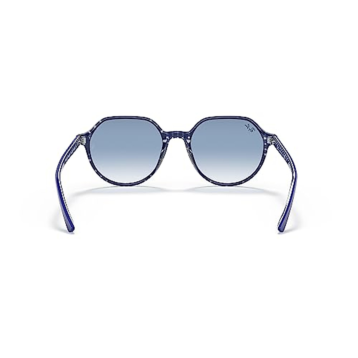 Ray-Ban RB2195 Thalia Square Sunglasses, Blue On Vichy Blue/White/Clear Gradient Blue, 53 mm